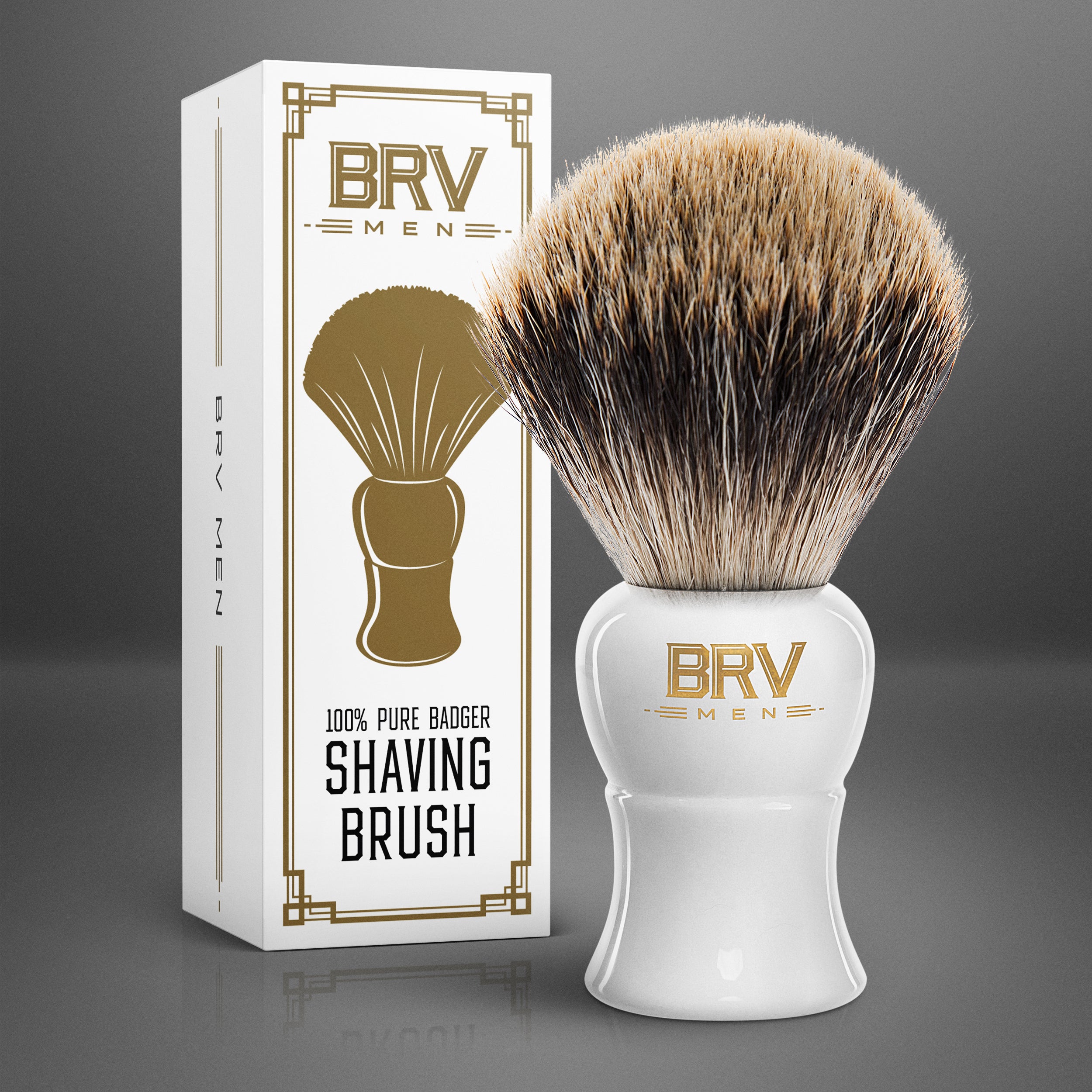 BRV MEN 100% Pure Badger Shaving Brush LARGE (24mm knots) - Heavy Resi ...